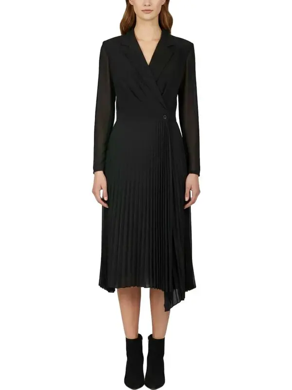 Sandro Plisse Sheer Pleated Midi Dress - Black