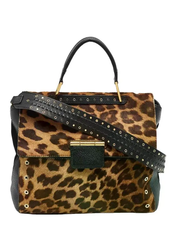 Furla Artesia Leopard Print Shoulder Bag - Black