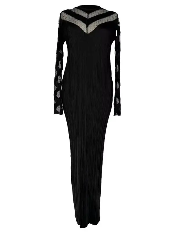 ALEXANDER WANG Pleated Long-sleeve Maxi Dress - Black