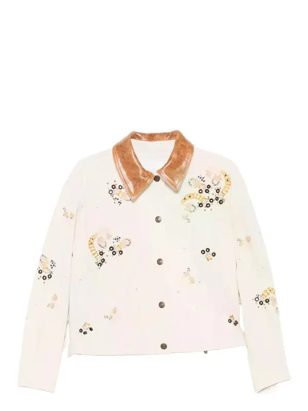 Isabel Marant Étoile Embellished Contrast-collar Cotton Jacket - Neutrals