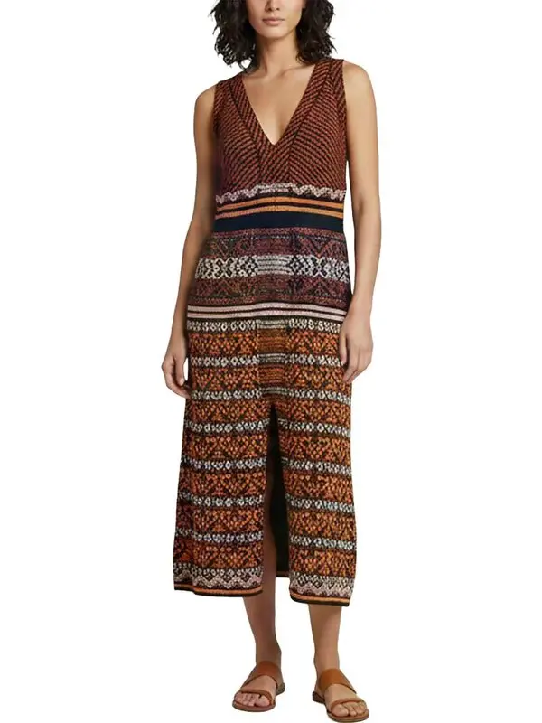 Missoni Patterned Plunge-neck Midi Dress - Brown