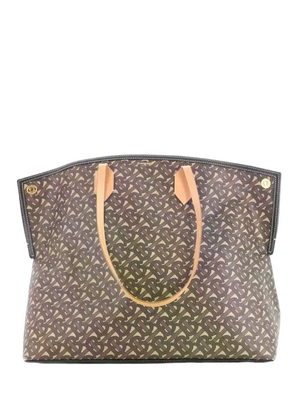 Burberry Society Monogram E-canvas Large Tote Bag - Brown