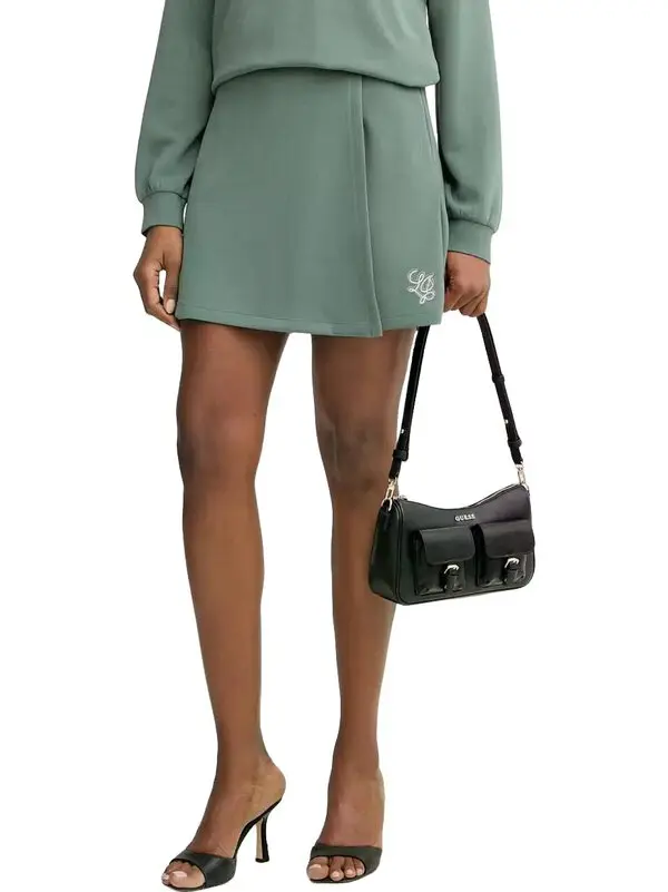 Liu Jo Rhinestone-logo Wrap-front Shorts - Green