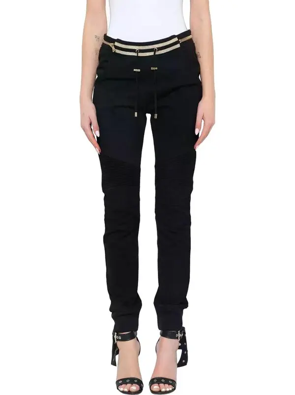 Balmain Biker Jersey Trousers - Black