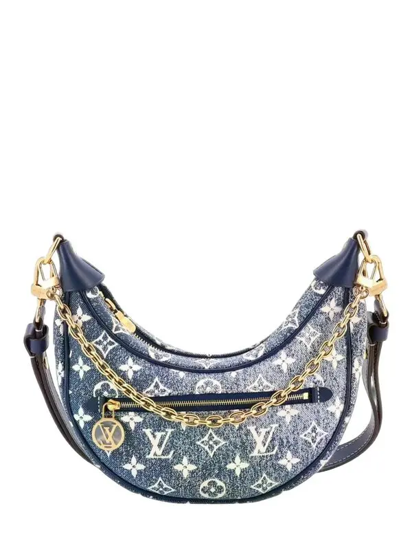 LOUIS VUITTON Loop Handbag Monogram Jacquard Denim Hobo Bag - Blue