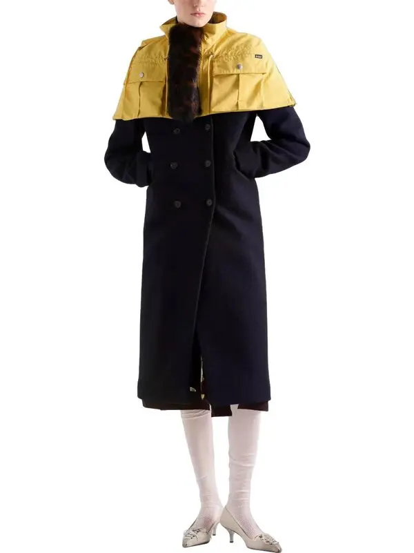 Prada Double-breasted Shetland-wool Coat - Blue