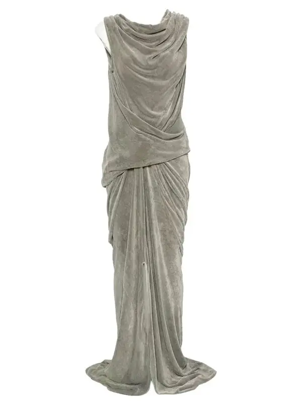 Rick Owens Draped Velvet Maxi Dress - Grey