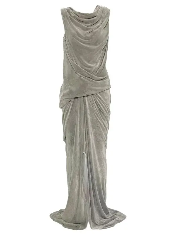 Rick Owens Draped Velvet Maxi Dress - Grey