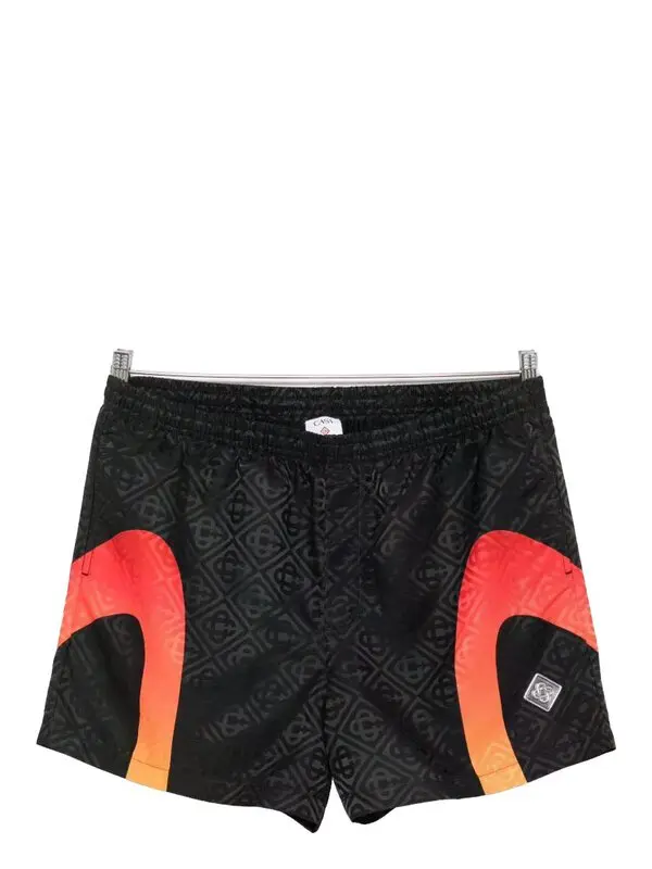 Casablanca Monogram-jacquard Swim Shorts - Black