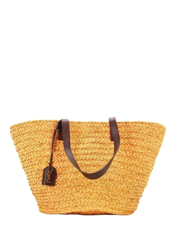 Saint Laurent Panier Basket Shopper Raffia Bucket Bag - Brown