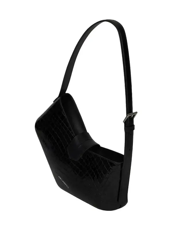 Karl Lagerfeld Karl Studio K/autograph Croc-effect Leather Shoulder Bag - Black
