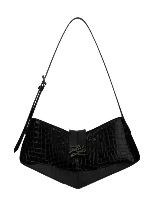 Karl Lagerfeld K/autograph Croc-effect Leather Shoulder Bag - Black