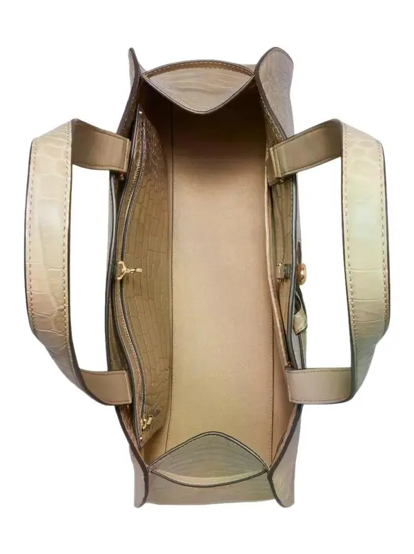 Tory Burch Romy Croc-embossed Bauletto Bag - Neutrals