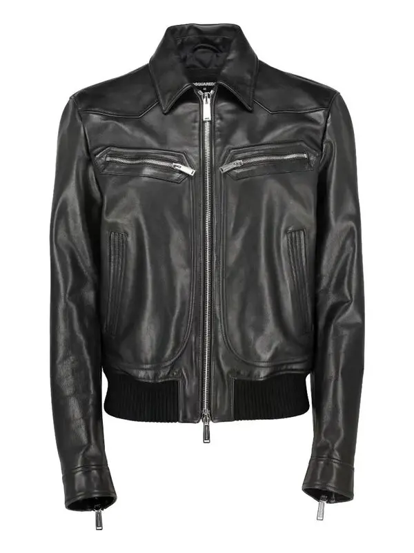 Dsquared2 Zip-up Leather Jacket - Black
