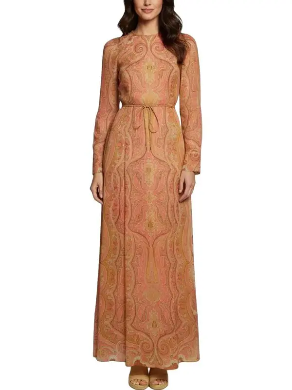 Zimmermann Paisley-print Long-sleeve Maxi Dress - Orange