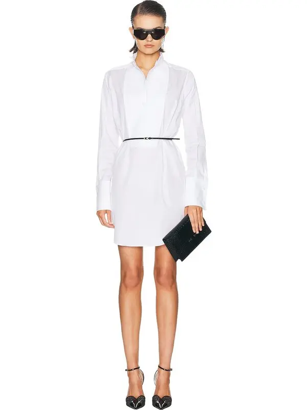 TOM FORD Twill Tuxedo Shirt Dress - White