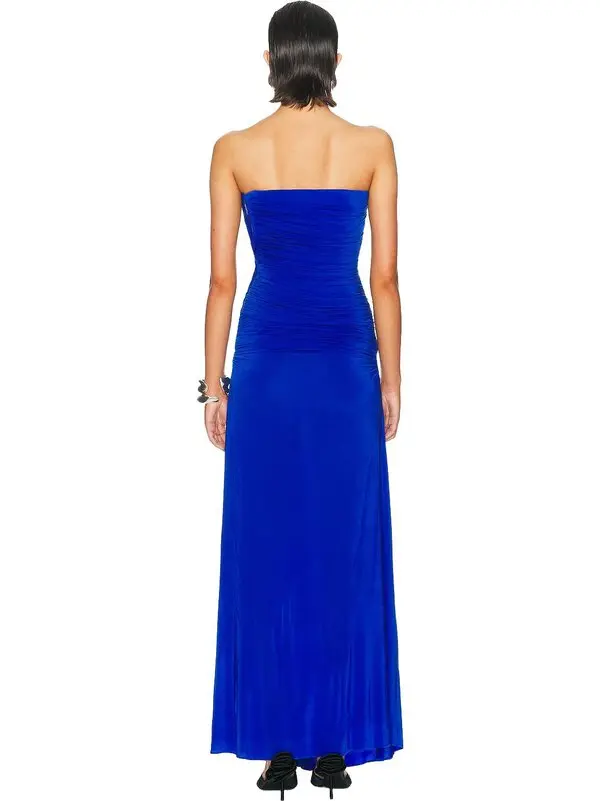 Alex Perry Strapless Ruched Twist Gown - Cobalt