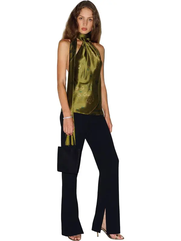 REFORMATION Sabi Silk Top - Green