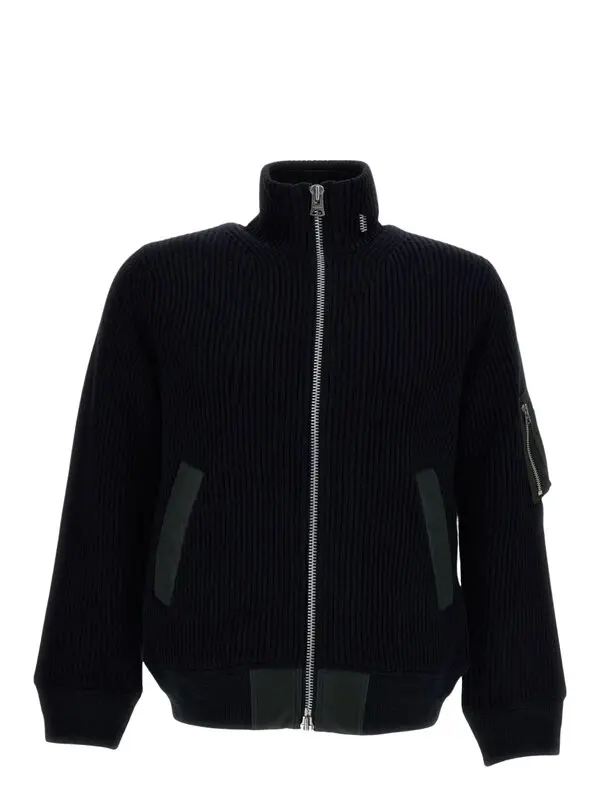 Sacai Ribbed Knit Jacket - Blue