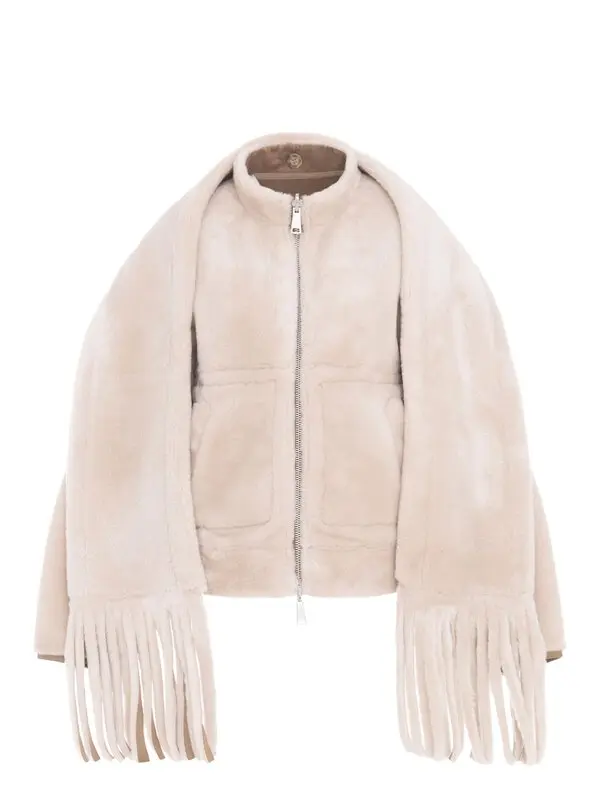 URBANCODE Bomber Jacket With Scarf - Beige