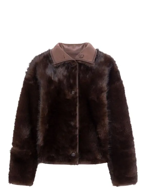 URBANCODE Reversible Shearling Coat - Brown