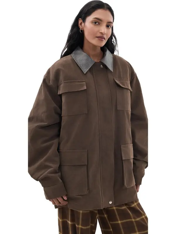 Source Unknown Baia Fleece Barn Jacket - Brown