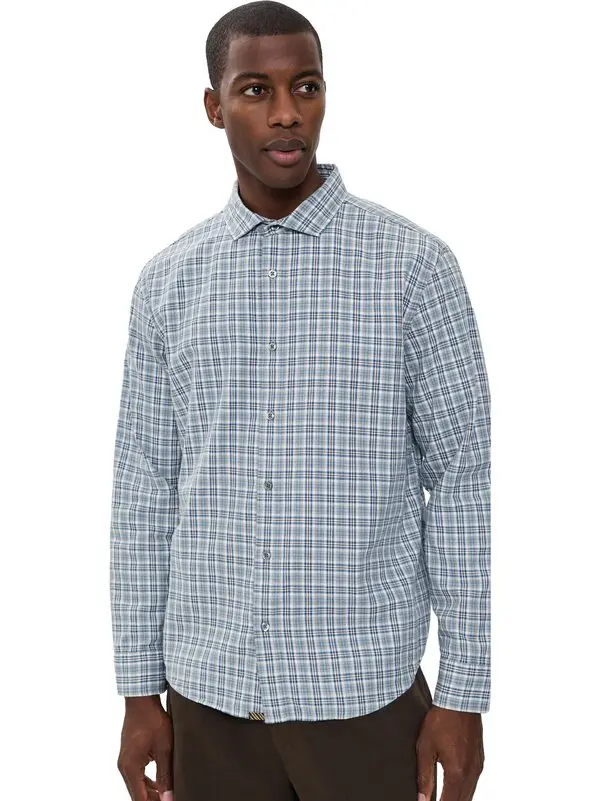 Billy Reid Twill Plaid Hutcheson Sport Shirt - Blue Multi