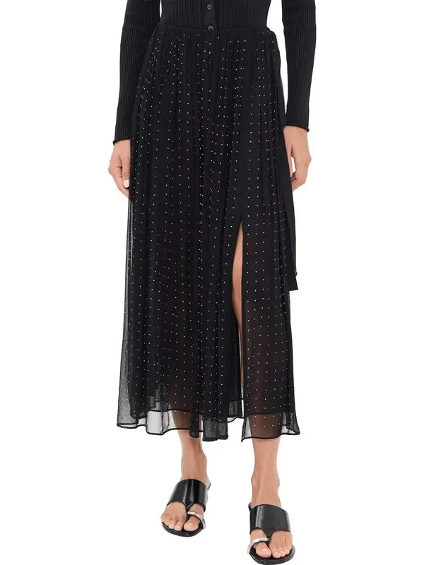 Vince Heat Set Dot Gathered Skirt - Black