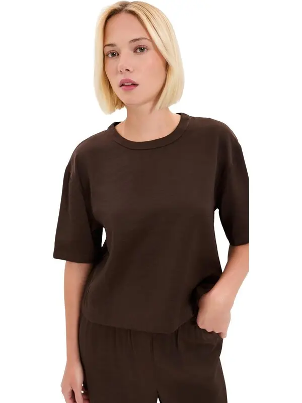 LE BOP Chandler Satin Tee - Coffee Bean