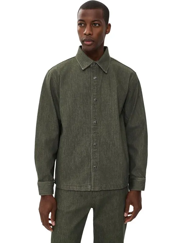 Theory Denim Button Down Shirt - Army