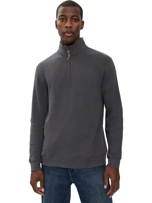 Billy Reid French Terry Half Zip - Asphalt