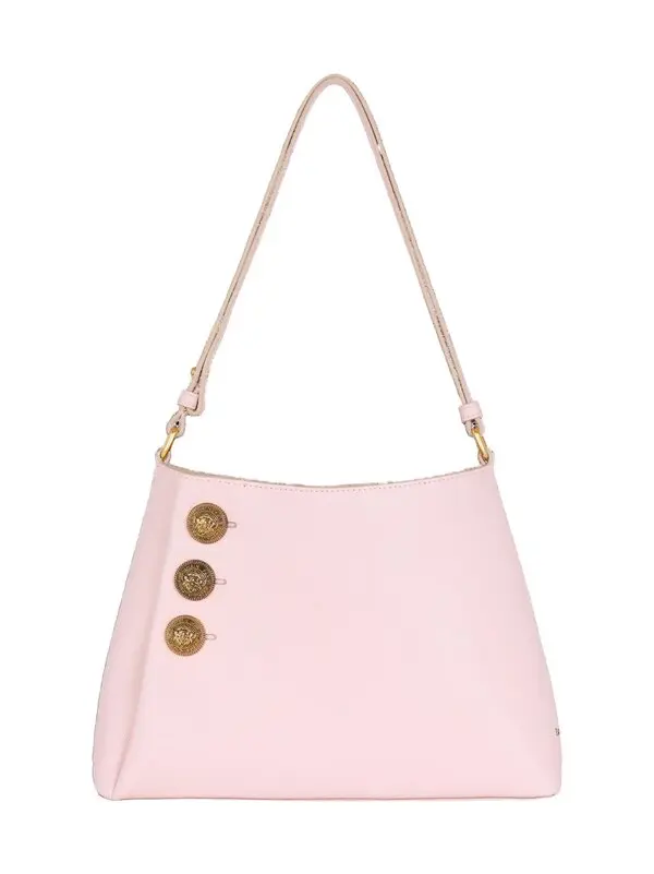 Balmain Logo Button Embellished Embleme Shoulder Bag - Pink