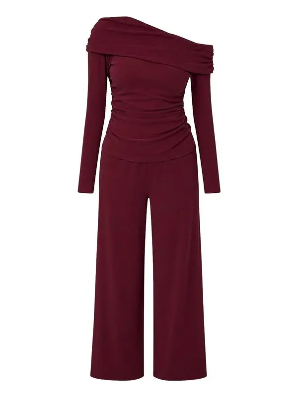 GIRL IN MIND Jay Asymetric Long Sleeve Top Berry - Red