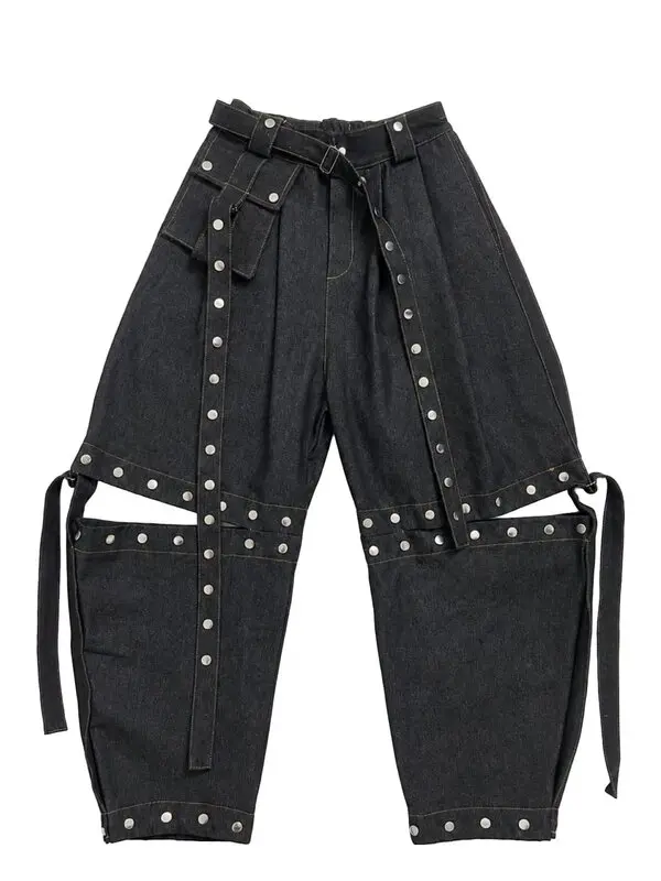 ZASTASTUDIO Fragment Studded Cargo Denim Pant - Black