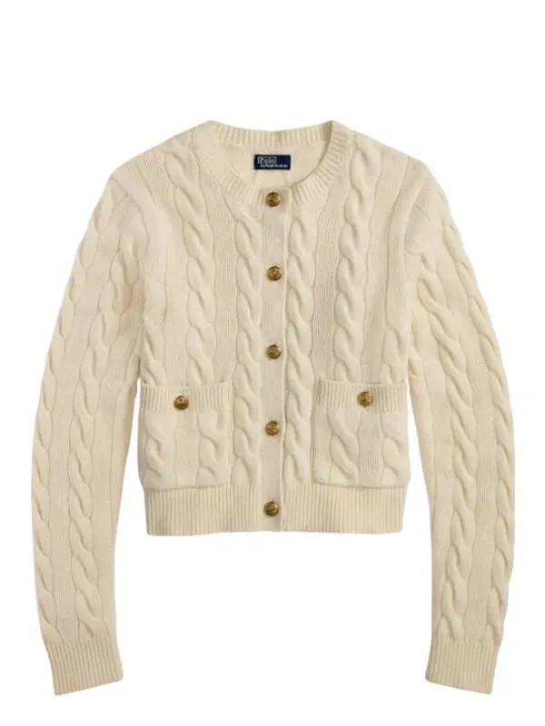 Polo Ralph Lauren Cable-knit Crewneck Buttoned Cardigan - Cream
