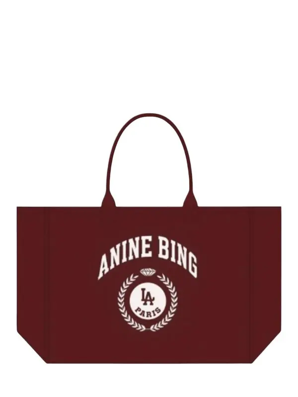 ANINE BING Leo Canvas Tote Collegiate Fig - Brown
