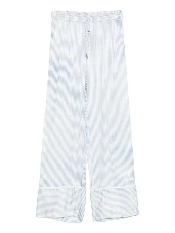 ERMANNO FIRENZE Striped Drawstring Palazzo Pants - White