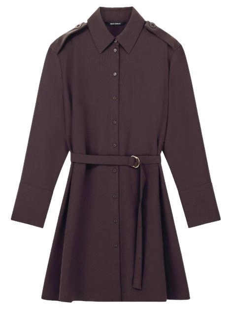 Armani Exchange Regular Fit Dress In Recycled Crepe - Brown