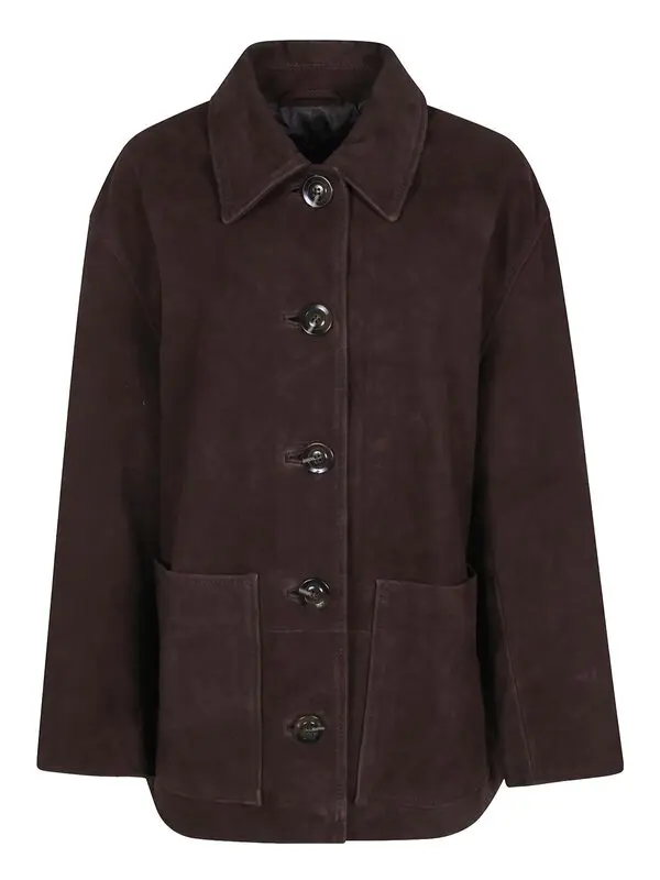 Soeur Single-breasted Long-sleeve Leather Jacket - Dark Brown