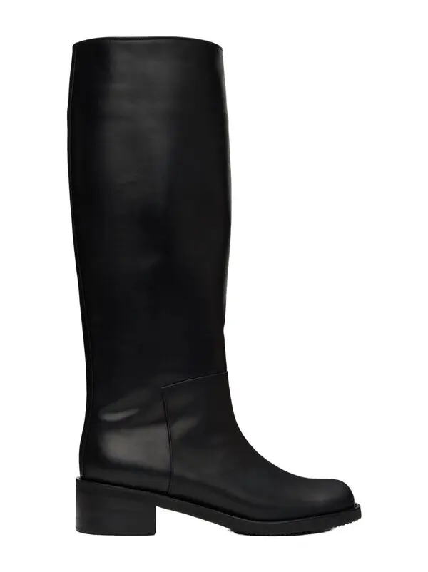 AMOMENTO Square Toe Knee-high Boots - Black