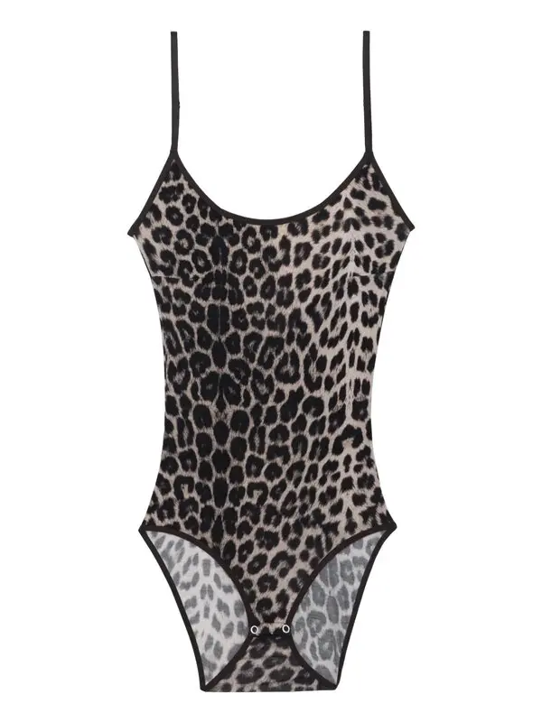 BASERANGE Emily Leopard-print Bodysuit - Black