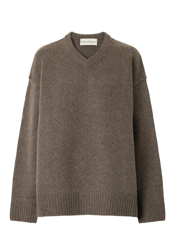 Nour Hammour Jude Oversized Cashmere And Wool-blend Sweater - Brown