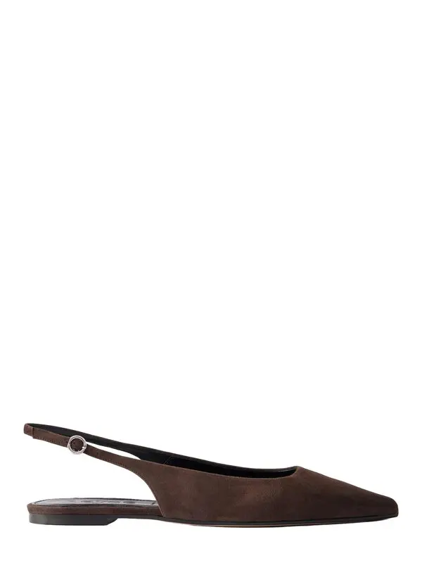AeydĒ Annora Suede Slingback Flats - Chocolate