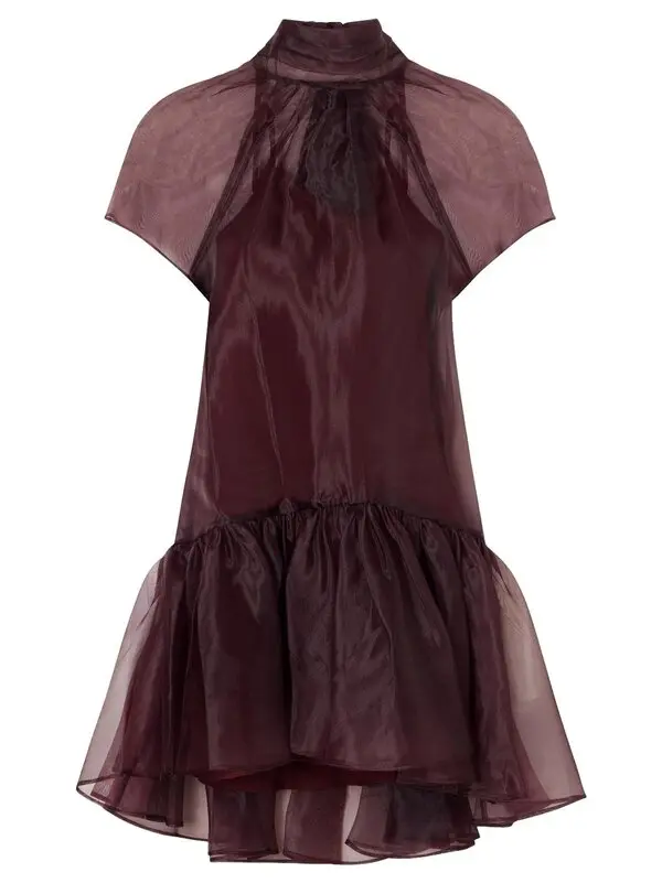 Simkhai Bow-detailed Organza Mini Dress - Burgundy
