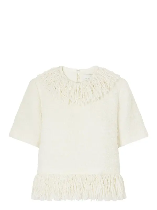 LIBEROWE Fringed Wool-blend Tweed Top - Neutrals