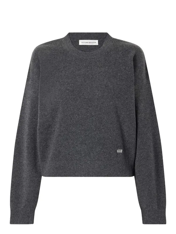 Victoria Beckham Lana Ribbed Wool And Cashmere-blend Sweater - Dark Gray
