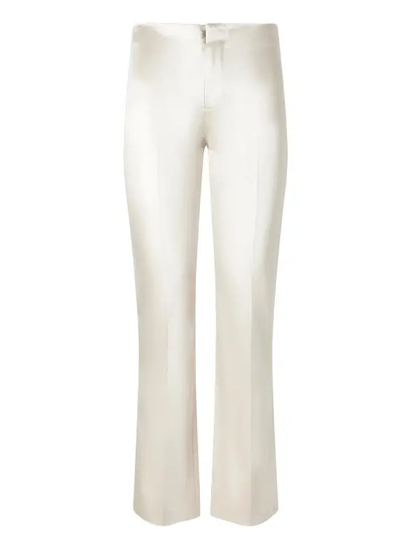 LIBEROWE Cropped Cotton-blend Satin-duchesse High-waist Straight-leg Pants - Neutrals