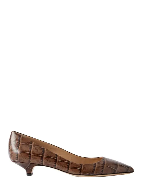 JAMIE HALLER The Kitty Croc-effect Leather Pumps - Gray