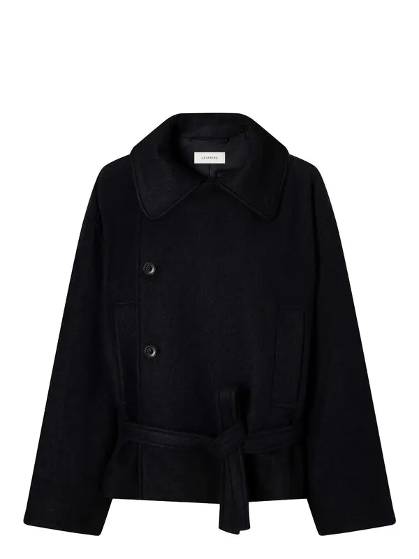 LEMAIRE Belted Wool And Alpaca-blend Coat - Black