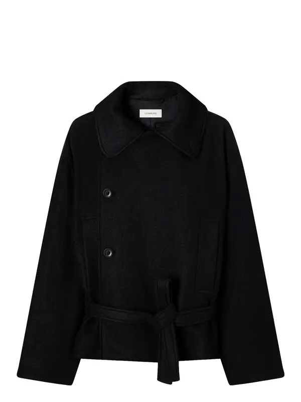LEMAIRE Belted Wool And Alpaca-blend Coat - Black
